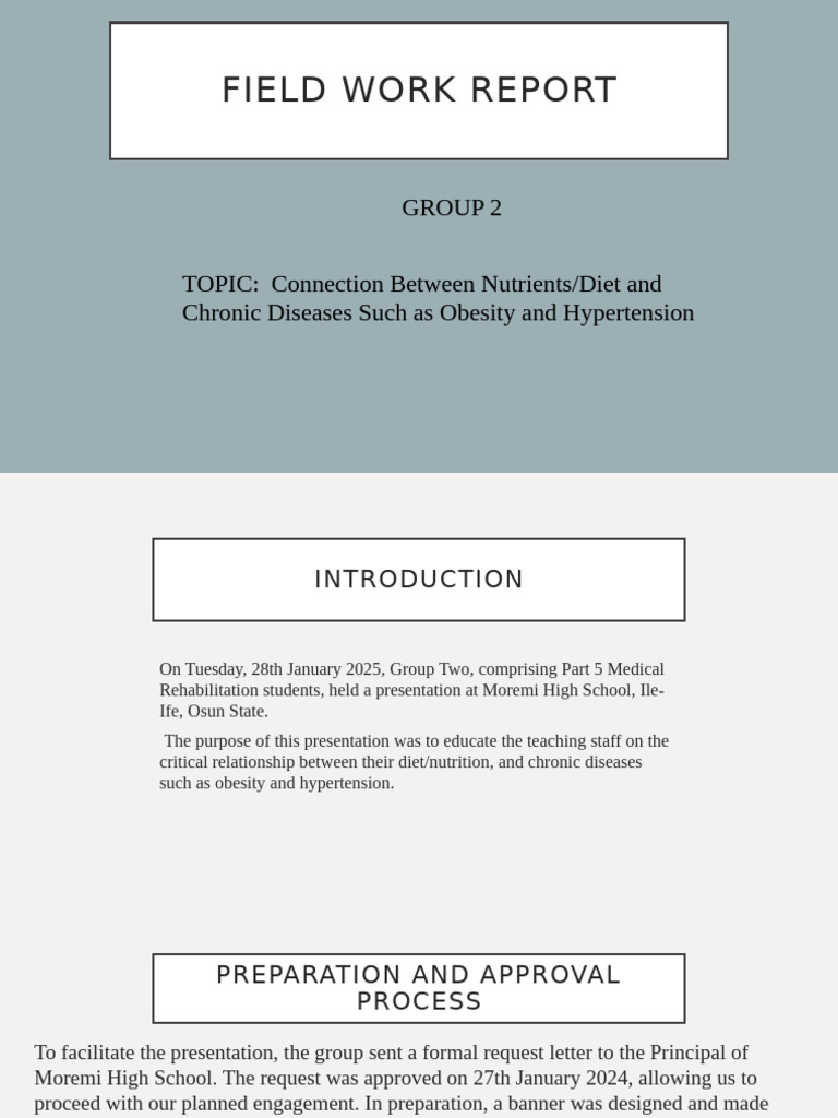 Group 2 Field Work Report | PDF | Body Mass Index | Overweight