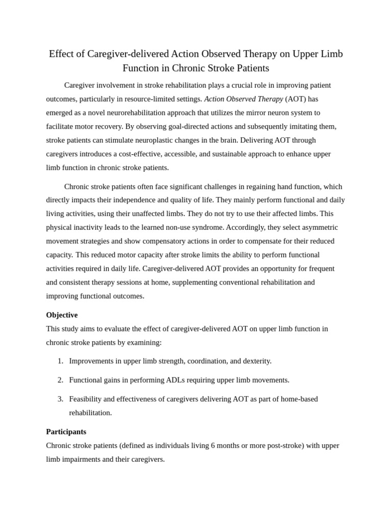 Action Observed Therapy | PDF