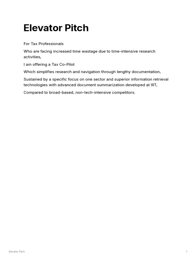 elevator Pitch | PDF