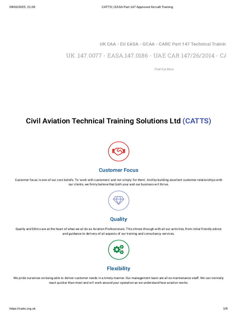 CATTS _ EASA Part 147 Approved Aircraft Training | PDF | Aviation ...