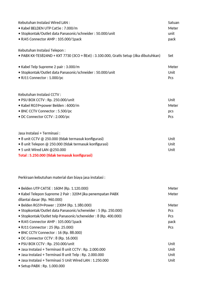 Price List Ori Aan | PDF