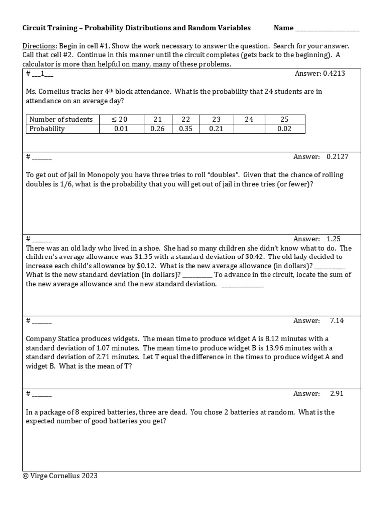 Circuit Training: Probability & Statistics | PDF | Standard Deviation ...