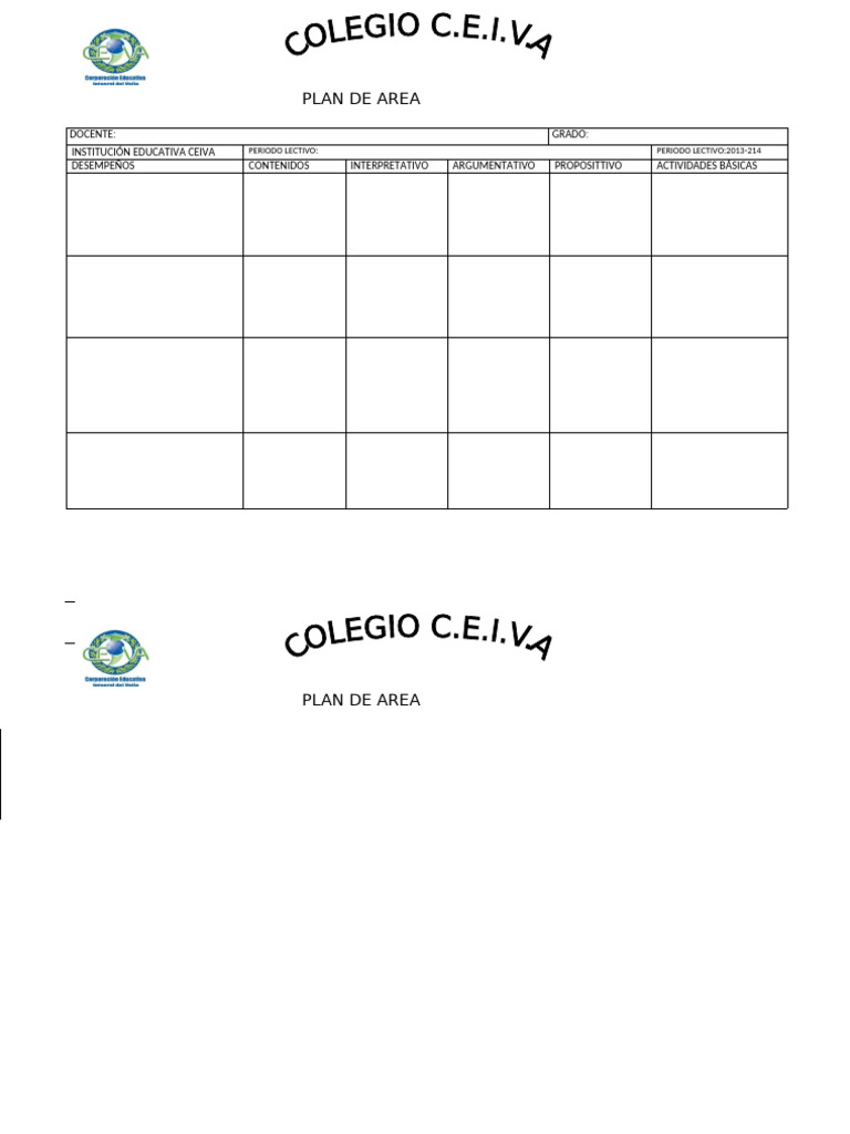 Plan De área Educativa 2013 214 Pdf