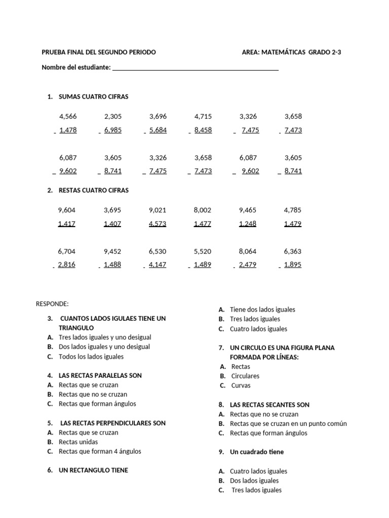 Prueba Segundo Periodo-1 | PDF | Ángulo | Caso de carta