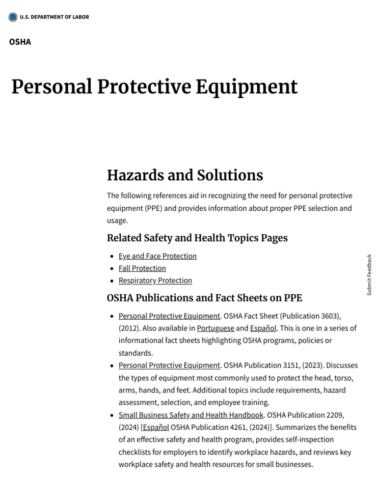 Personal Protective Equipment - Hazards Solutions - OSHA - Gov ...