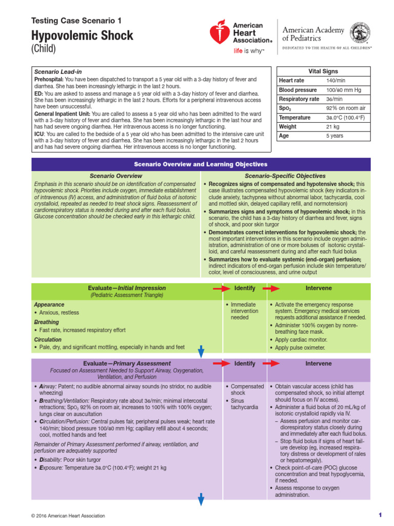PALS Testing Scenarios | PDF | Shock (Circulatory) | Respiratory System