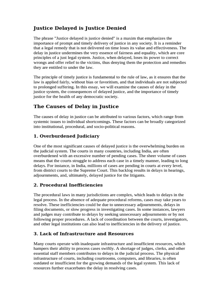 Causes and Consequences of Delayed Justice | PDF | Justice | Crime ...