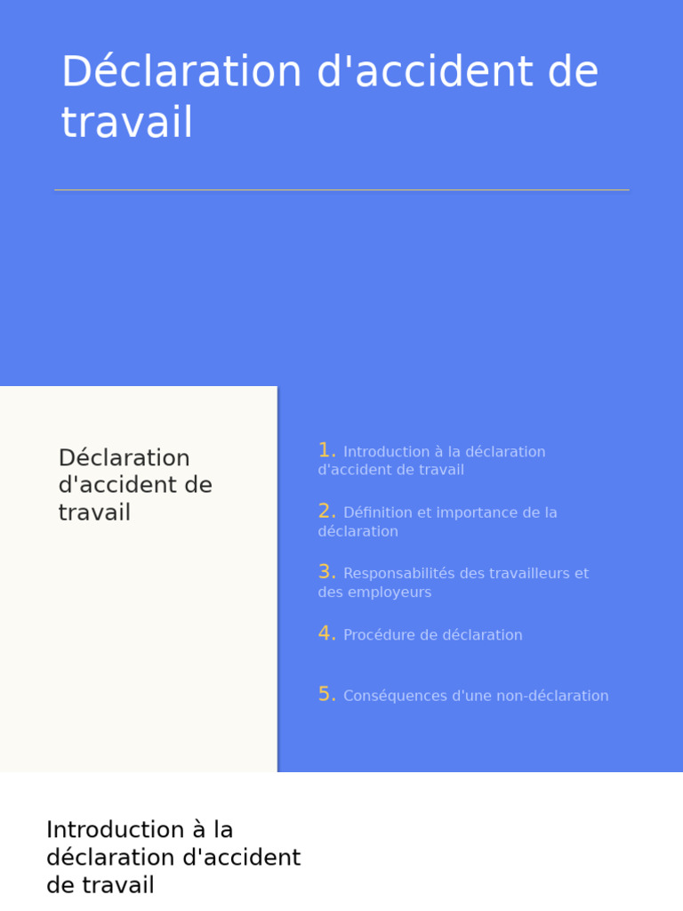 Slide Declaration d Accident de Travail | PDF | Sécurité | Assurance