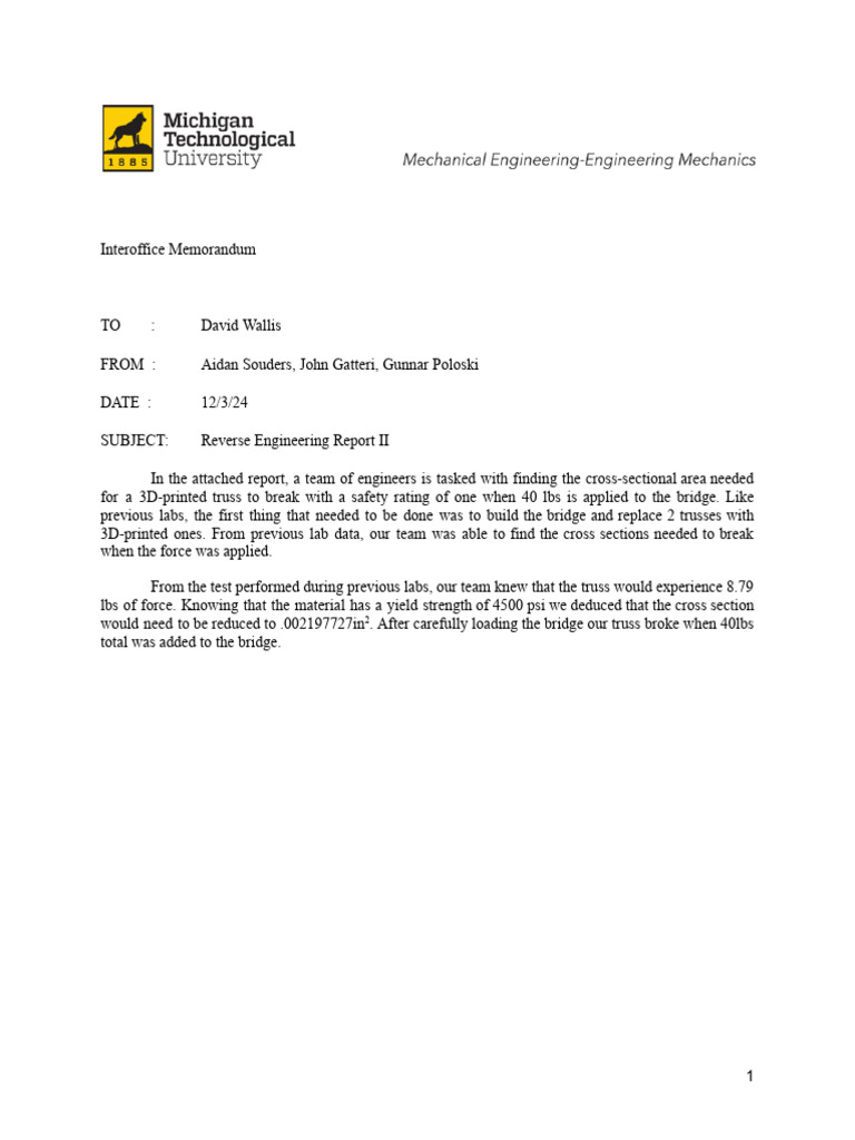 Bridge Truss 3D Printed Lab Report | PDF | Truss | Bridge