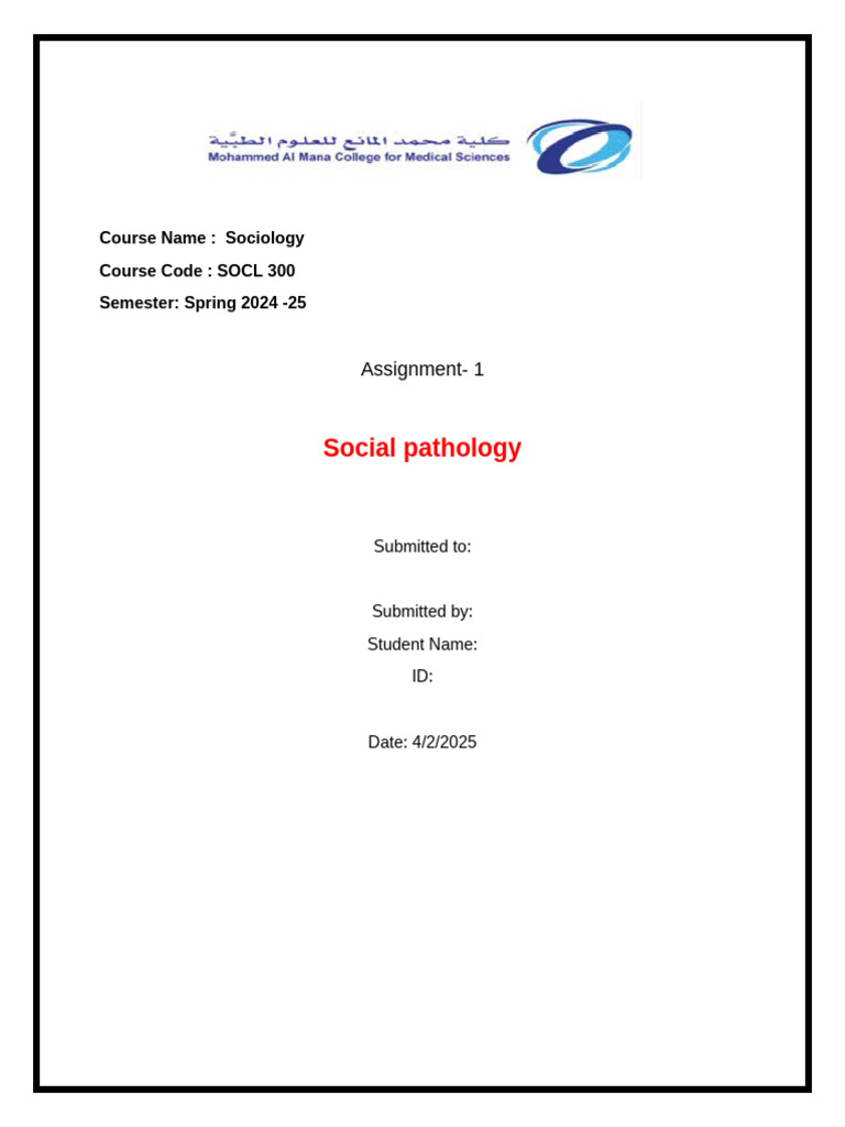 Assignment - 1 Social Pathology | PDF