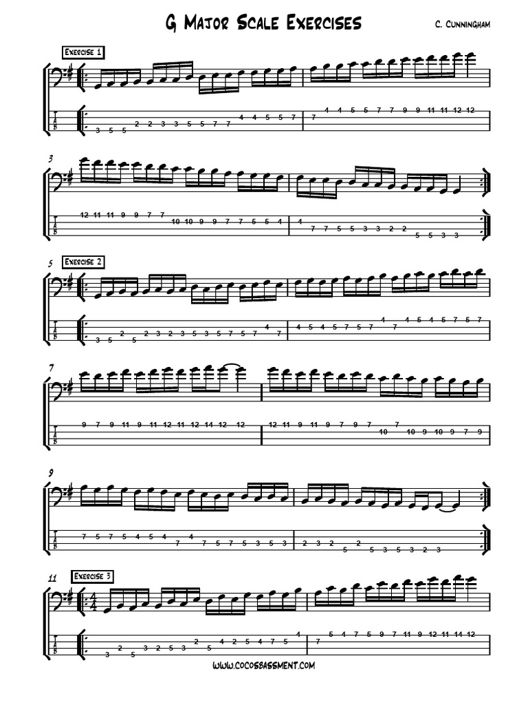 G Major Scale Exercises 2nds 3rds | PDF