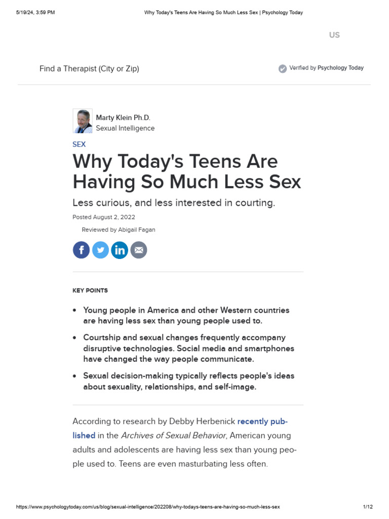 Teens' Declining Sexual Activity | PDF | Adolescence | Behavioural Sciences