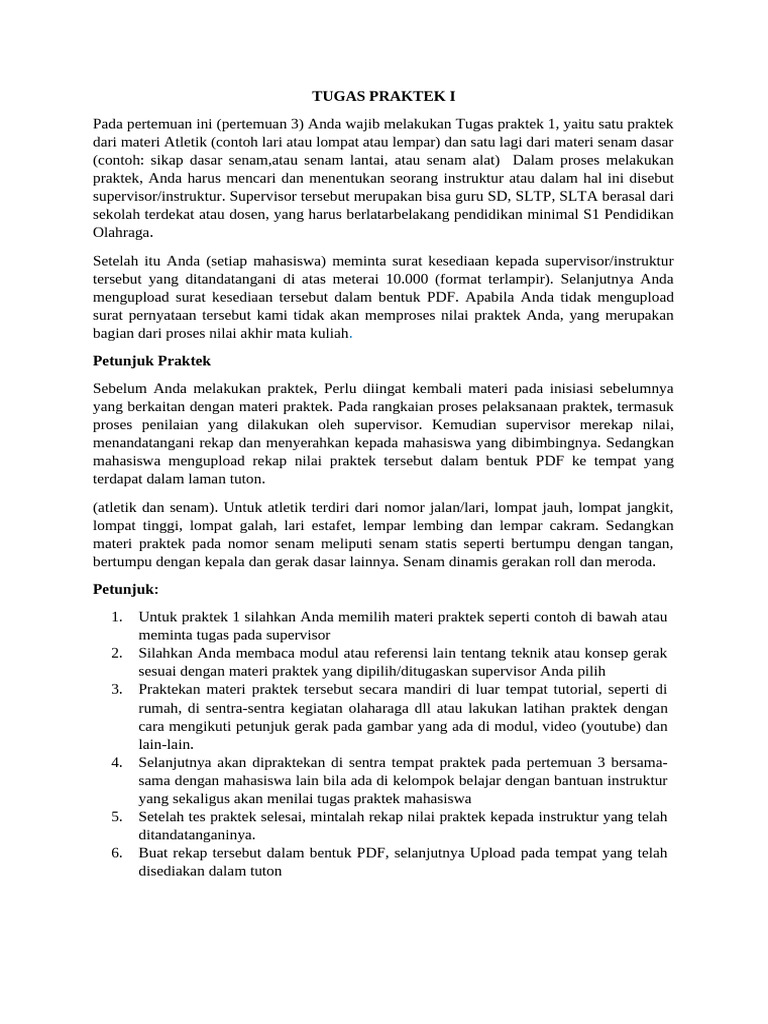 Tugas Praktek Olahraga Mahasiswa | PDF