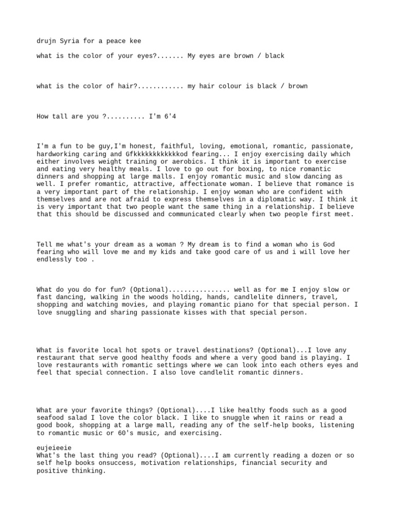 Personal Profile: Seeking Romantic Connection | PDF