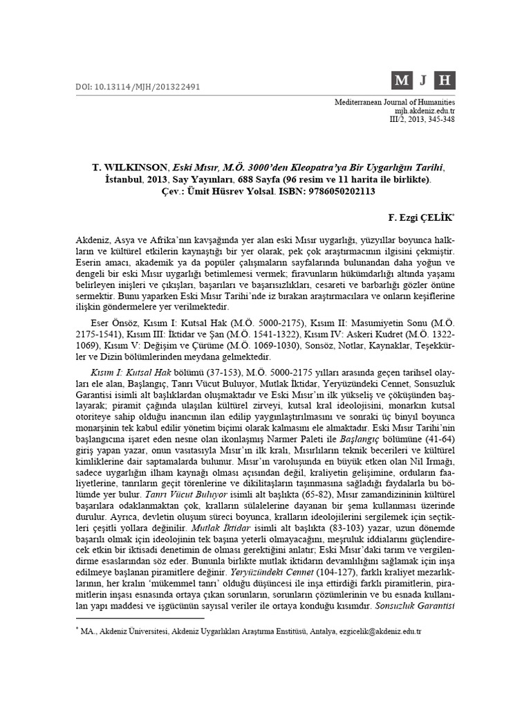 t Wilkinson Eski Misir m o 3000 Den Kleo | PDF