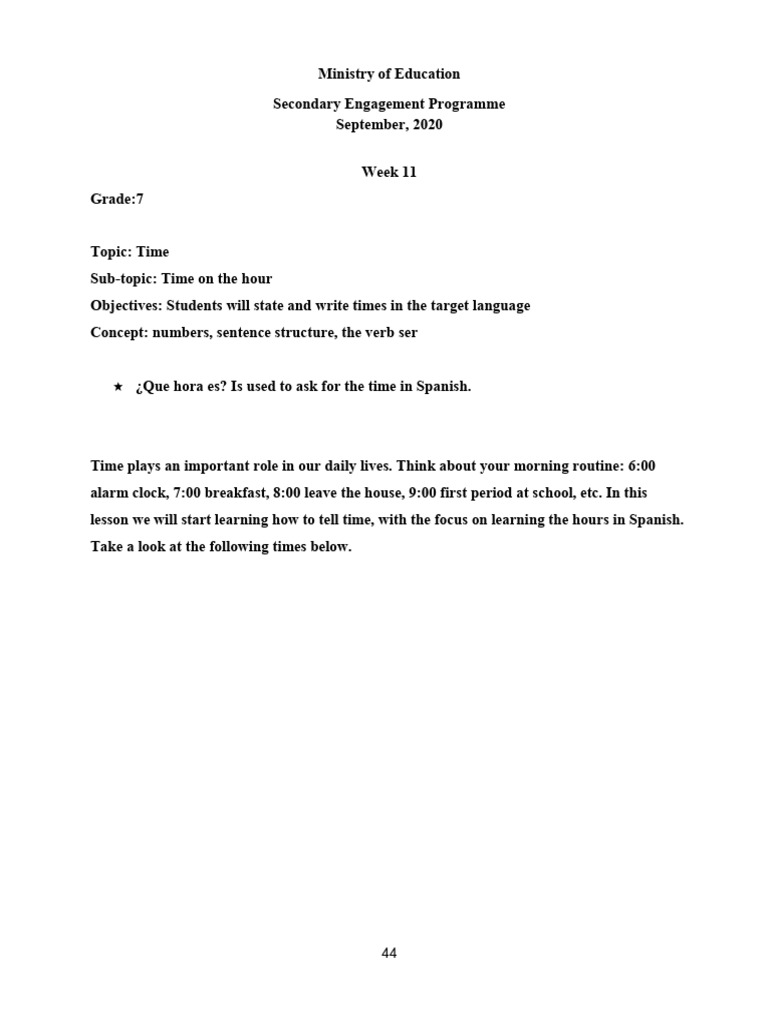 Grade 7 Spanish Week 11 Lesson 1 and Answersheet | PDF | Syntax | Languages