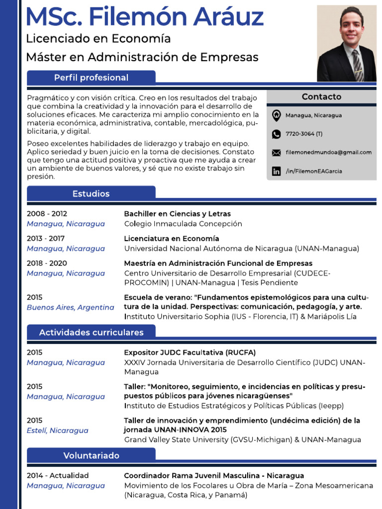 CV - MSc. Filemón Aráuz | PDF
