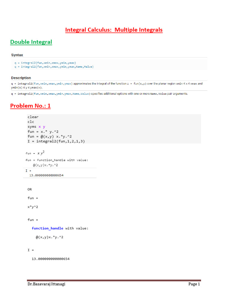 Integral Calculus Multiple Integrals | PDF