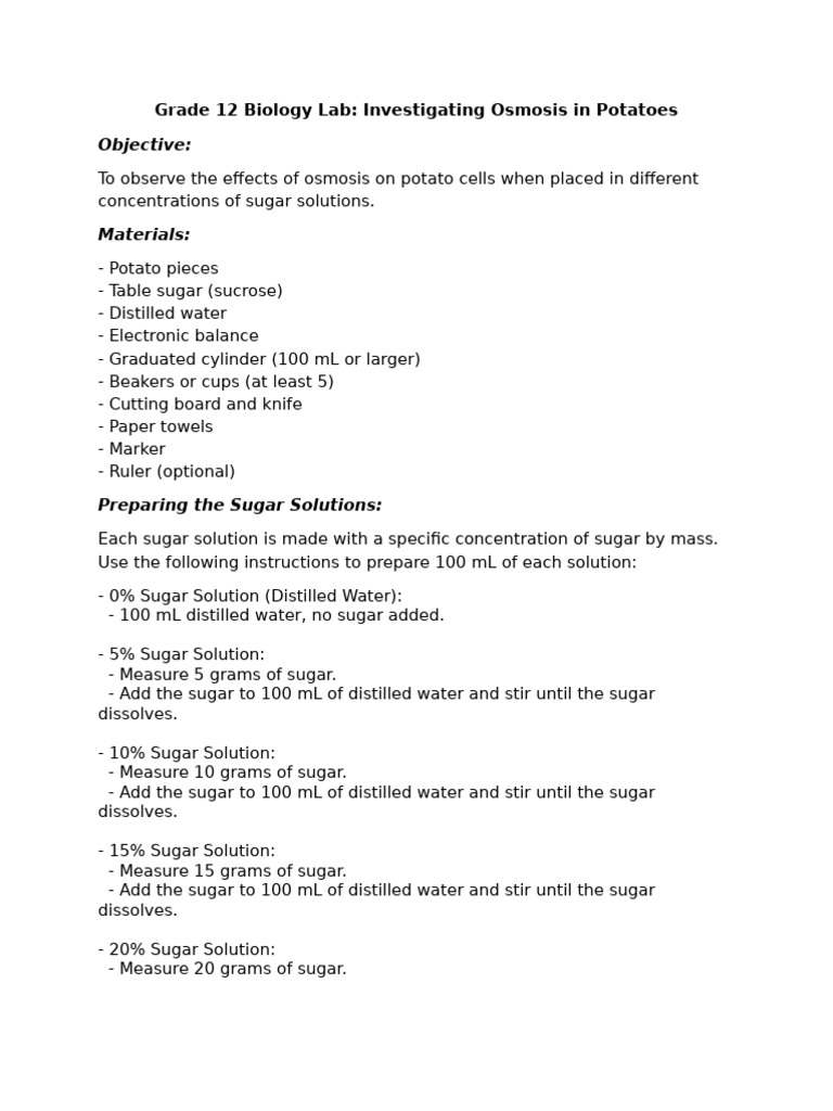 Potato Lab | PDF | Sugar | Diet & Nutrition