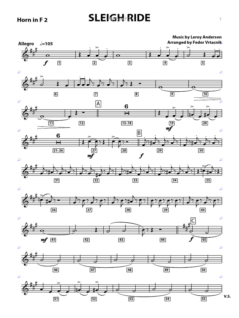 Sleigh Ride for Horn in F 2 | PDF
