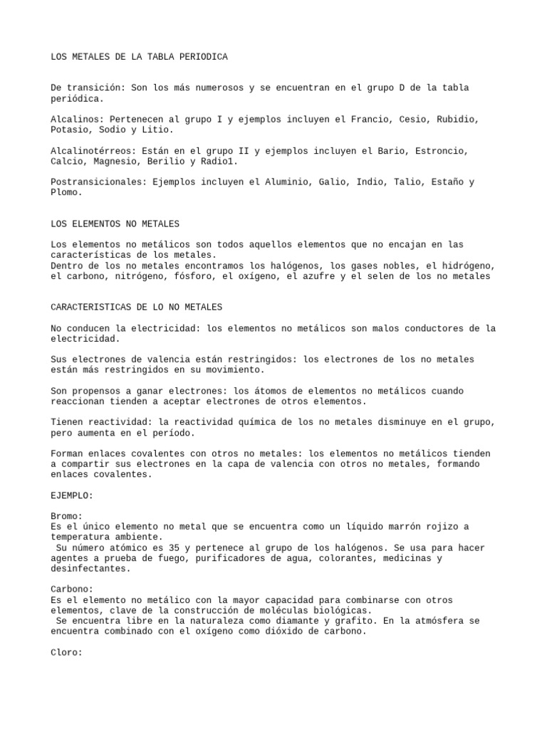 Los Metales de La Tabla Periodica | PDF