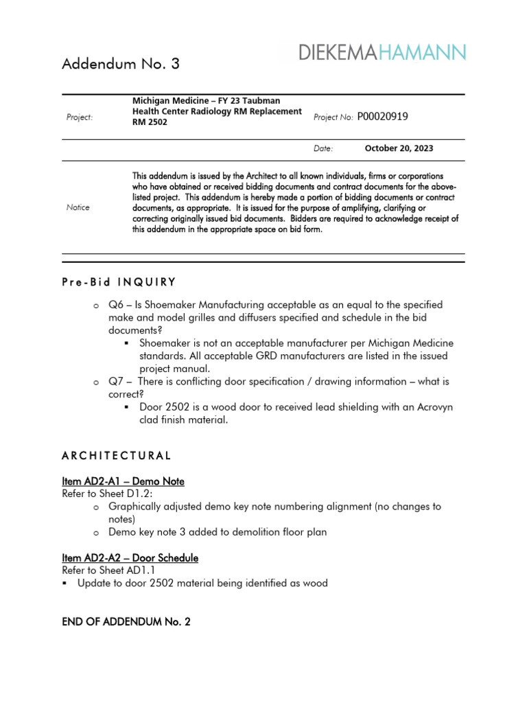 Addendum No. 3 (3) | PDF | Building Technology | Building Engineering