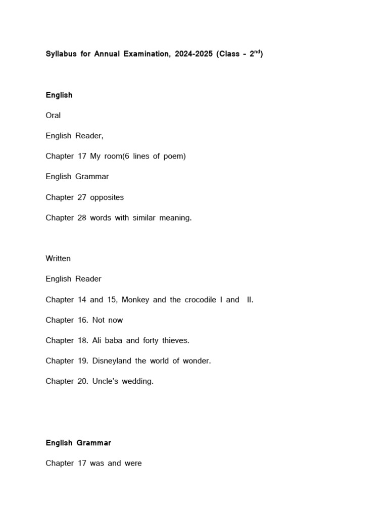 syllabus annual examination | PDF