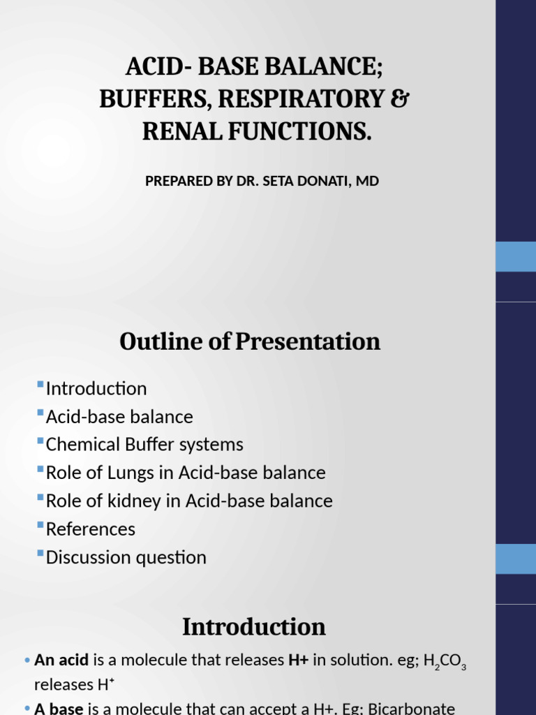 ACID-BASE Balance, Buffer, Lungs & Renal Mechanisms | PDF | Kidney ...