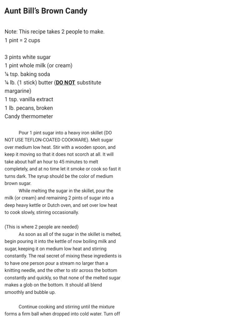 Aunt Bill's Brown Candy | PDF
