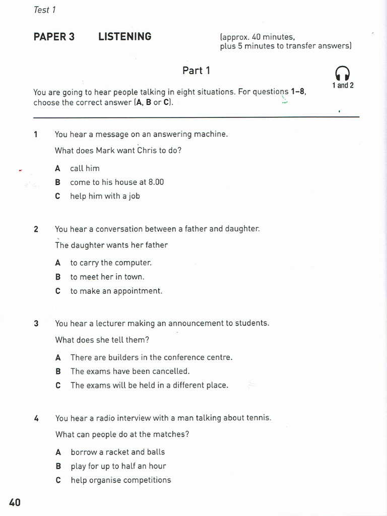 B2 Collins Test1 Listening | PDF