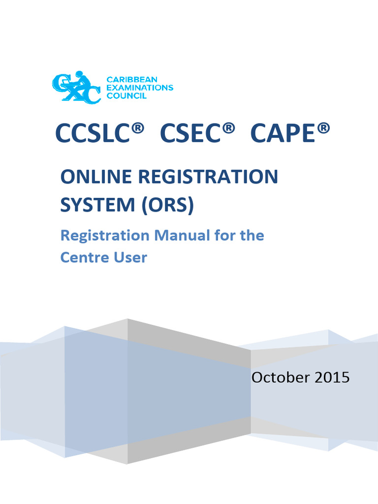 ORS Manual Registration CentreUser | PDF | Menu (Computing) | Button (Computing)