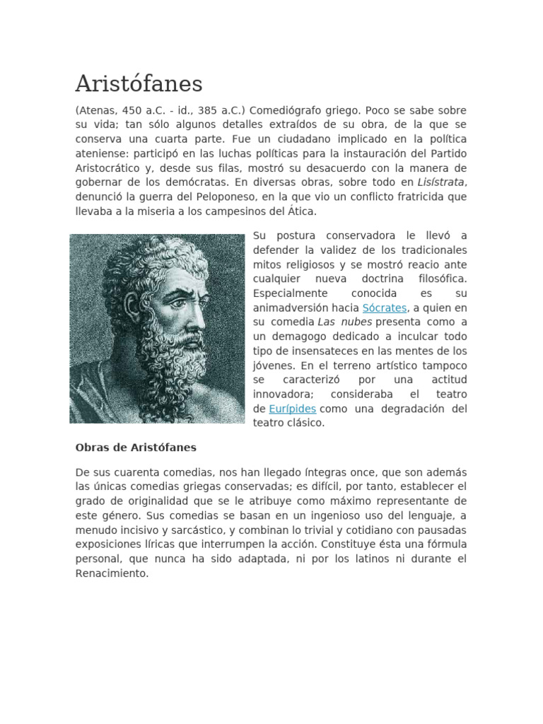 Aristófanes | PDF | Aristófanes | Antigua Grecia
