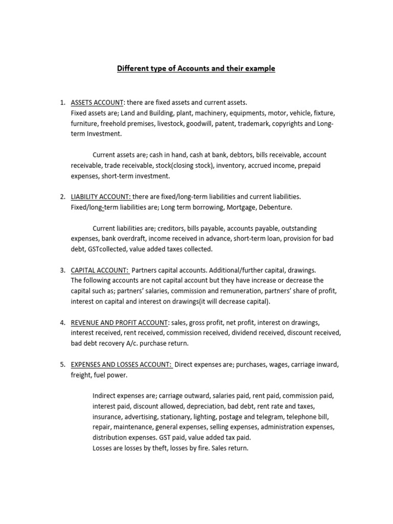 Different Types of Accounts | PDF