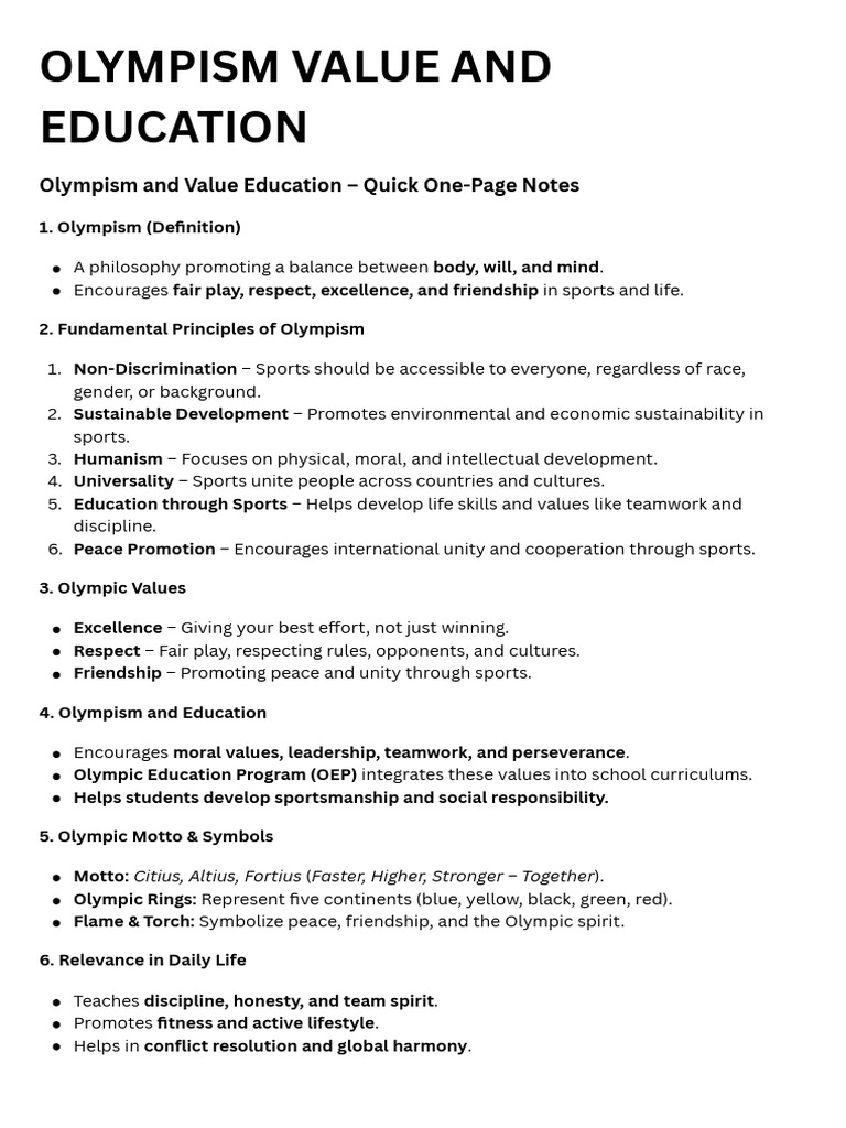 Olympism Value and Education | PDF