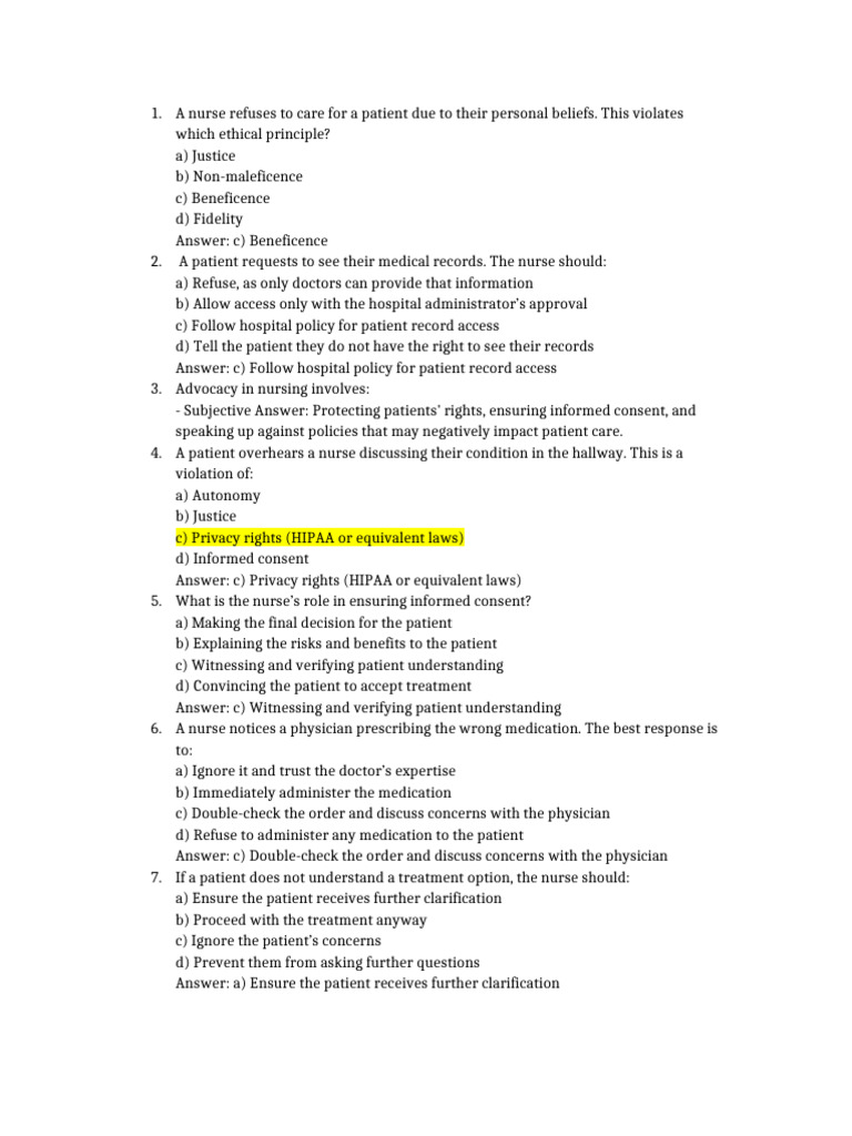 MCQ | PDF | Informed Consent | Nursing