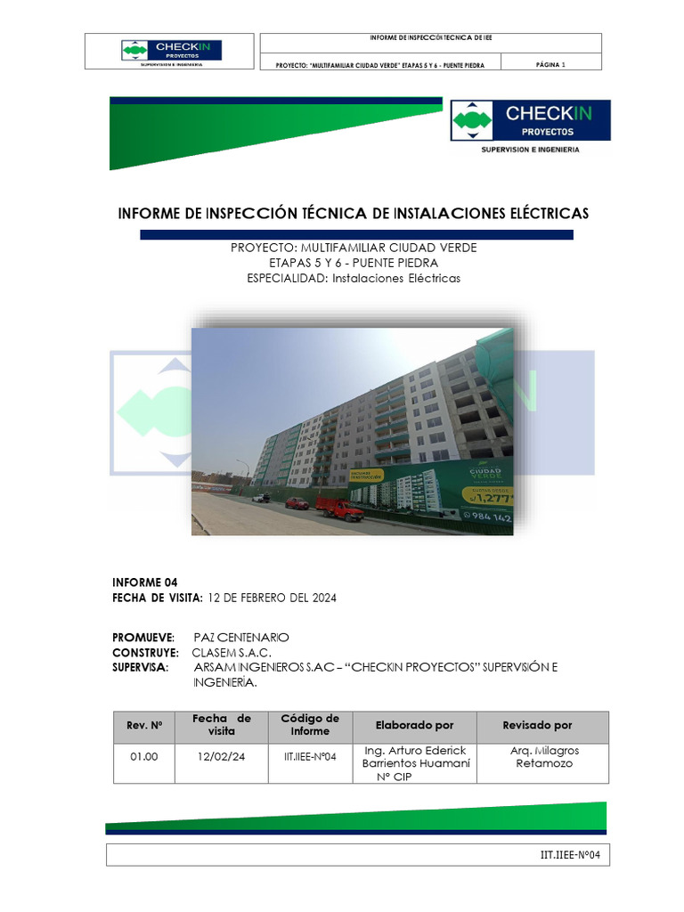 IIT - IIEE-N°04 - CIUDAD VERDE y Cuadro de Pruebas | PDF | Aislador (Electricidad ...