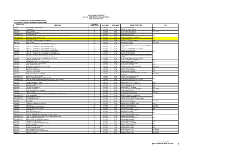 Lisans Final Sinav Programi | PDF
