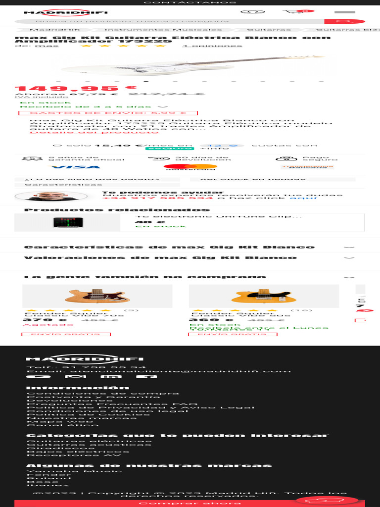 Max Gig Kit Guitarra Eléctrica Blanco Con Amplificador | PDF ...