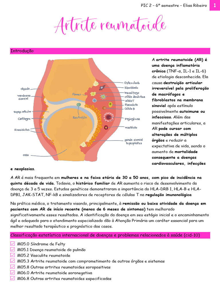 Artrite Reumatoide: Diagnóstico e Tratamento | PDF | Artrite reumatoide ...