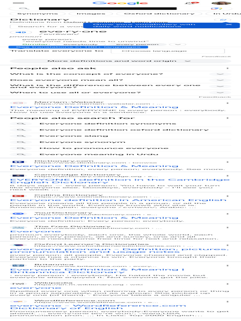 "Everyone: Definition & Synonyms" | PDF | Dictionary | English Language