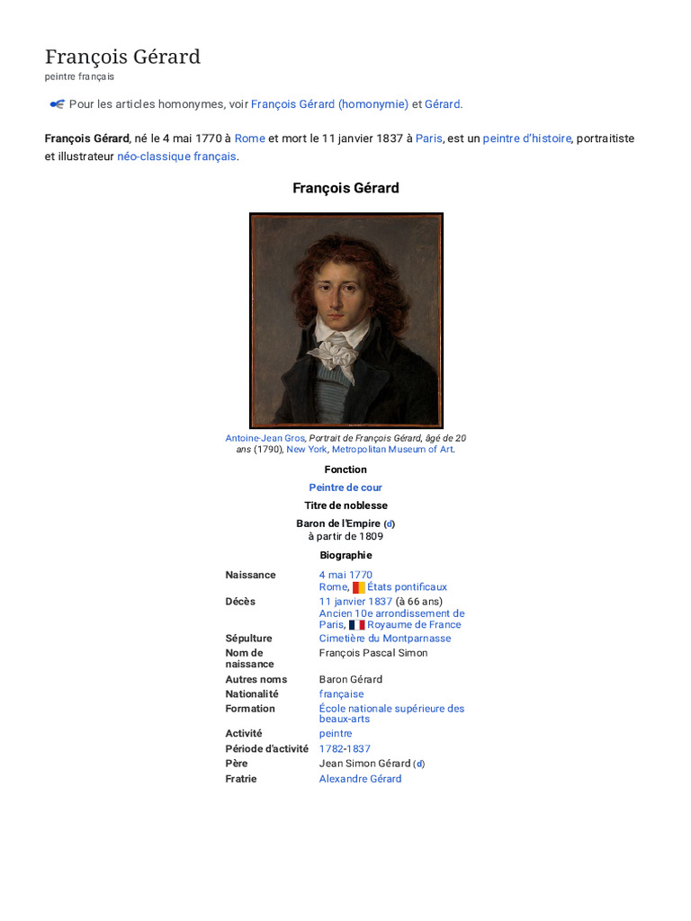 François Gérard : Peintre de l'Empire | PDF