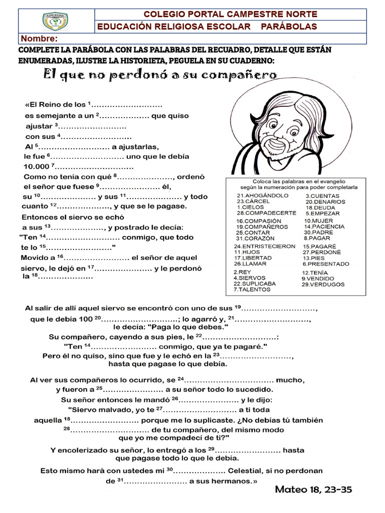 Actividad de Parábolas Escolares | PDF