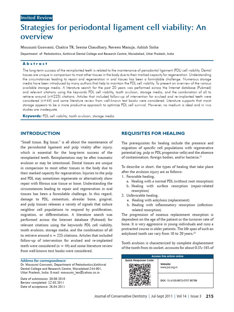 strategies_for_periodontal_ligament_cell.3 | PDF | Human Tooth