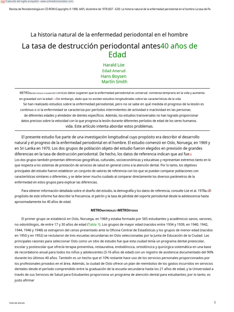 620)_ The Natural History of Periodontal Disease i.en.es | PDF | Odontología | Diente