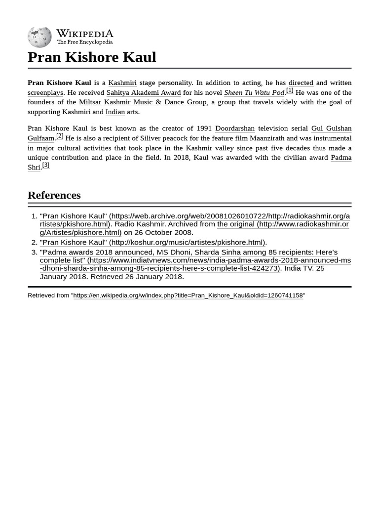 Pran_Kishore_Kaul | PDF