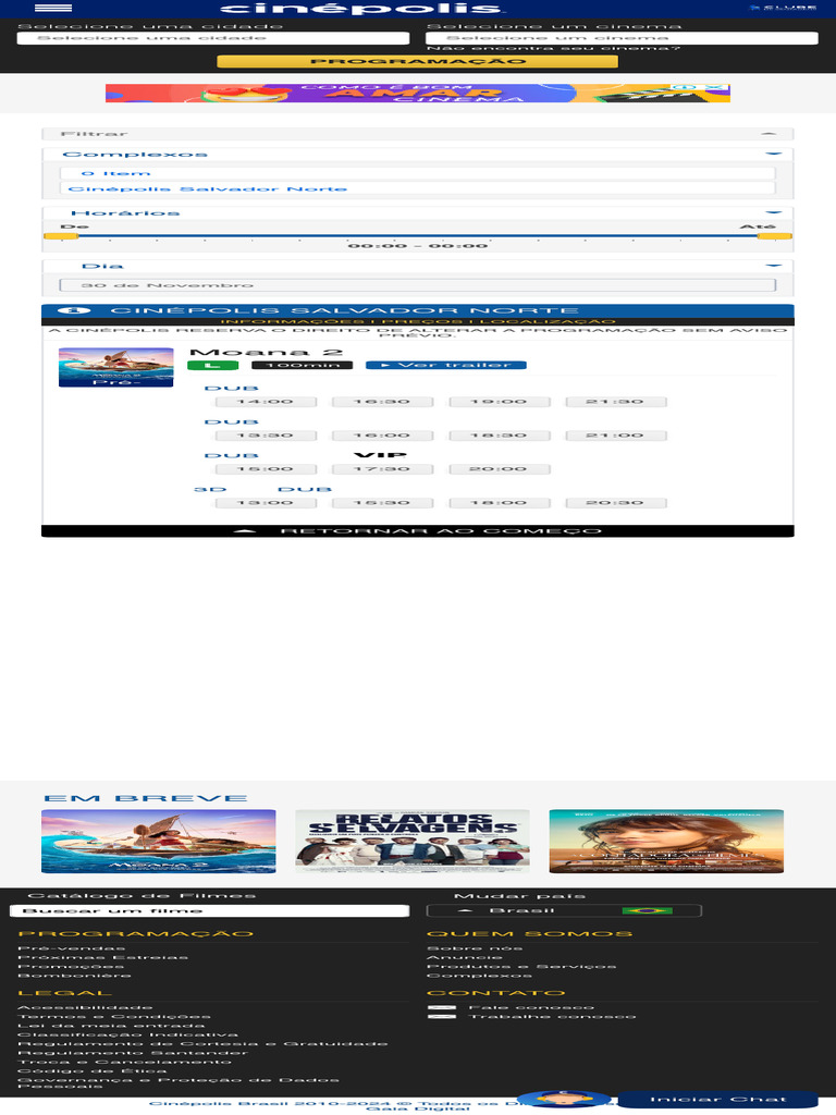 Salas e Horários Salvador - Cinépolis | PDF