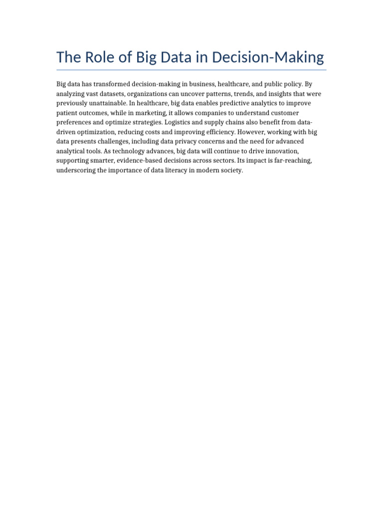 Big Data's Impact on Decision-Making | PDF