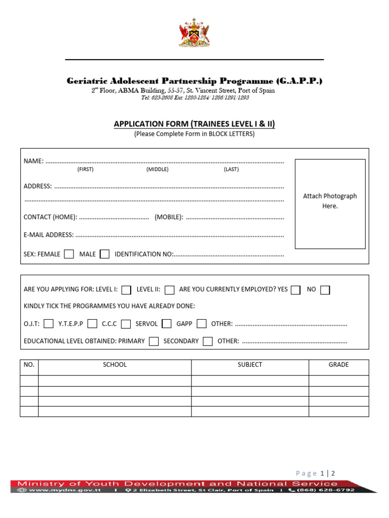 GAPP Trainee Application Form | PDF