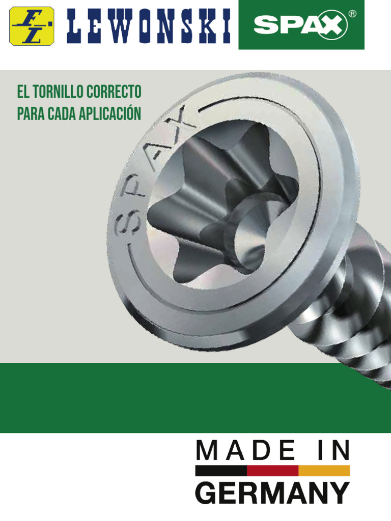 Tornillos SPAX: Tipos y Aplicaciones | PDF | Tornillo | Materiales de ...