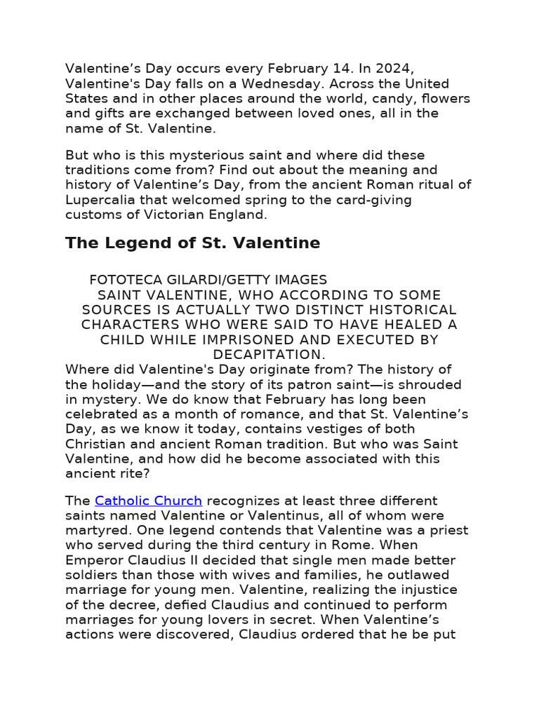 Editorial Fact Sheet Valentines Day | PDF | Valentine's Day | Eros